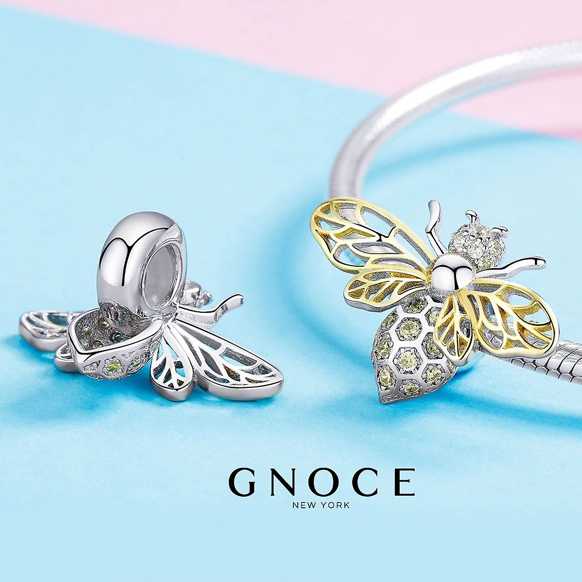 GNOCE Eternal Starfish Honey bee Stopper for Charm Bracelets 925 Sterling Silver Animal Stopper Fit Bracelet/Necklace For Women Mother's Day Gift (bee)