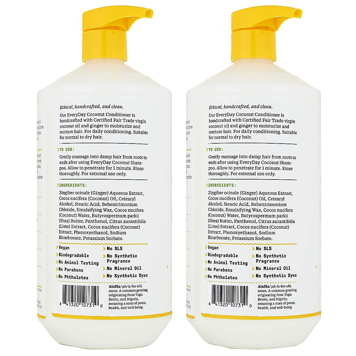 Alaffia EveryDay Coconut Conditioner, Coconut Lime 32 FZ (Pack of 2)