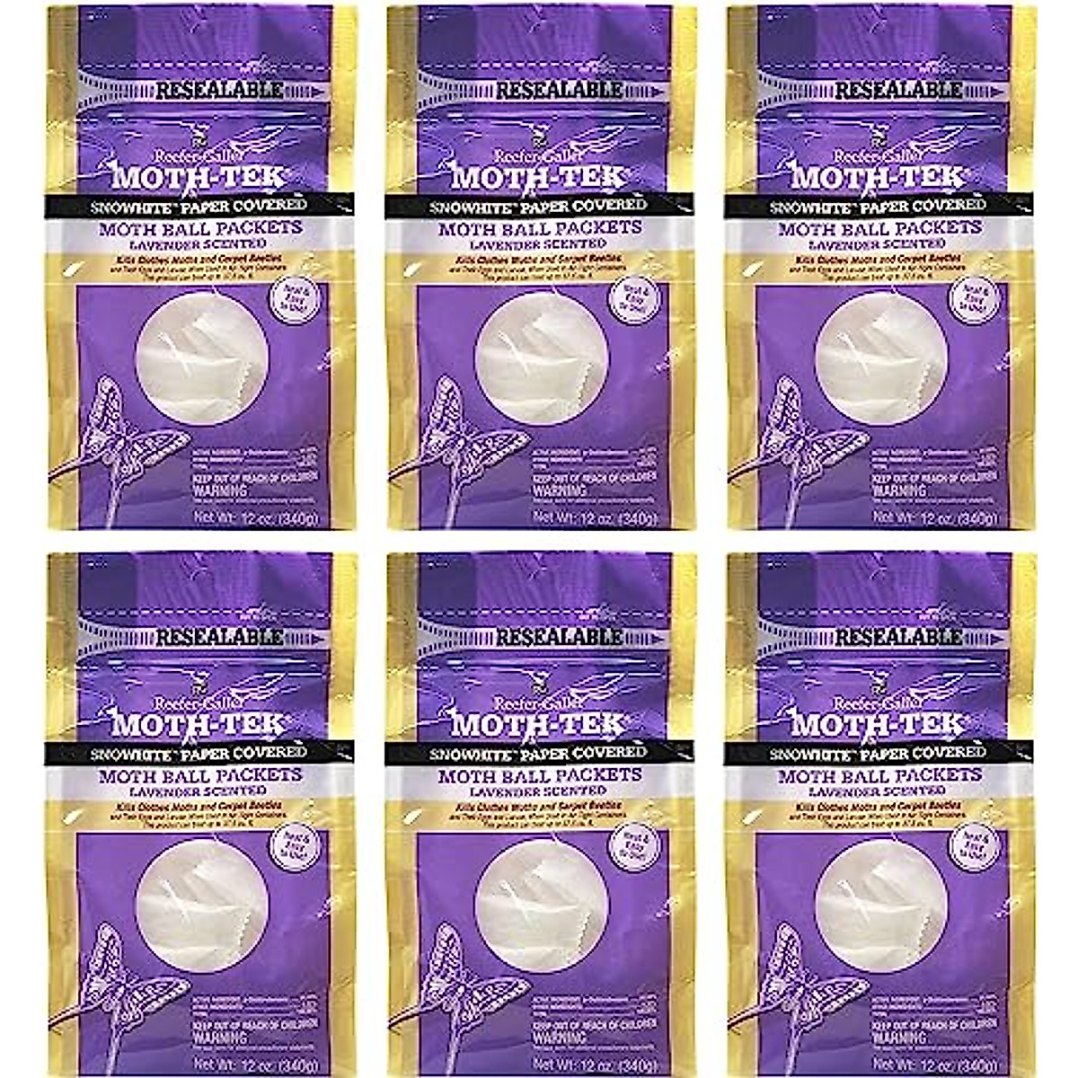 Reefer-Galler Moth-Tek Snowhite Lavender Scented Moth Ball Packets 12 oz (6)