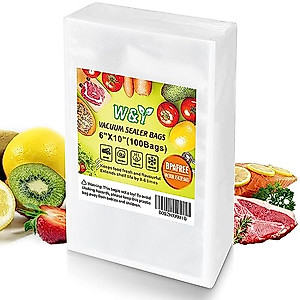 W&Y Vacuum Sealer Bags for Food, 100 Count 6" x 10" Commercial Grade Embossed Food Vacuum Sealer Bag, BPA Free, Pre-Cut Food Saver Bags for Sous Vide and Storage