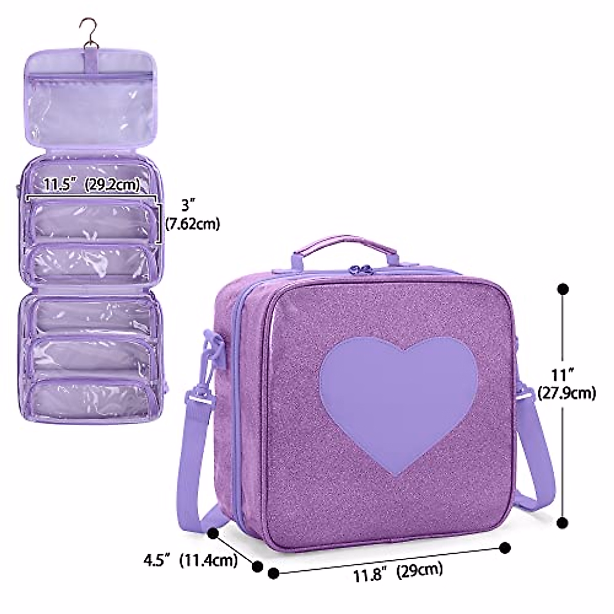 LoDrid Doll Carrying Case Compatible with LOL Surprise OMG, Display Organizer Compatible with Big Sister 3-inch Dolls with a Hanging Hook and 7 Clear Zipper Pockets, Bag Only, Purple(Patent Design)