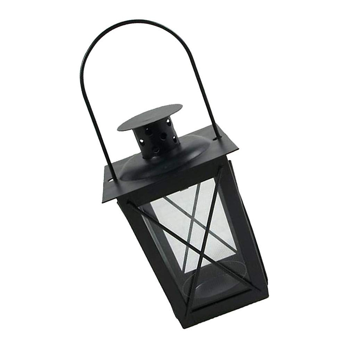 Homyl Metal Lantern Garden Lantern Wind Light Lantern Candle Holder Home Garden - Black, 6.69inch Height