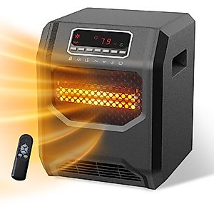 Infrared Space Heater 3 Mode 1500W Electric heater with 6 Quartz Infrared Element Child Lock Timer Remote for Indoor Use WEWARM