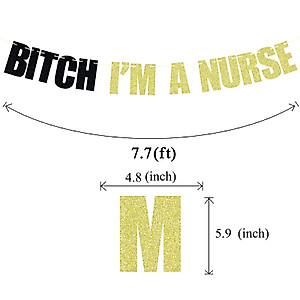 I'm a Nurse Banner, Future Nurse, Nursing School Graduation Decorations 2024, Funny Class of 2024 Nurse Grad Party Decorations Black and Gold Glitter