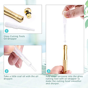 Swpeet 3Pcs Glass Cutting Tools Kit, Including Pro-Grade Tile Glass Cutting Pliers and 3mm-18mm Glass Cutter Handle Pencil Style Oil Feed Carbide Tip Glass Cutter Cutting Tools for Mosaic, Tiles