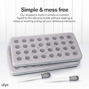 LĒVO Gummy and Candy Molds - Silicone Gummy Trays with Lids and Droppers - Set of 2 - Non-Stick Candy and Chocolate Molds - For Your LĒVO Infusion - Made from Food Grade Silicone - Tie Dye
