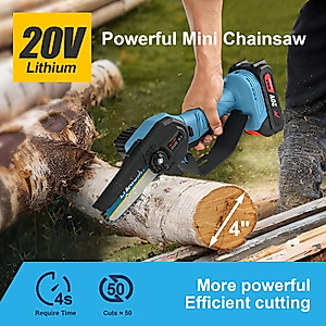 Mini Chainsaw Cordless 4 Inch Electric Small Chain Saw Battery Powered Portable Handheld Mini Chain Saw, Pruning Shears ChainSaw for Wood Cutting, Tree Trimming, Gardening, Camping, Courtyard&Gard