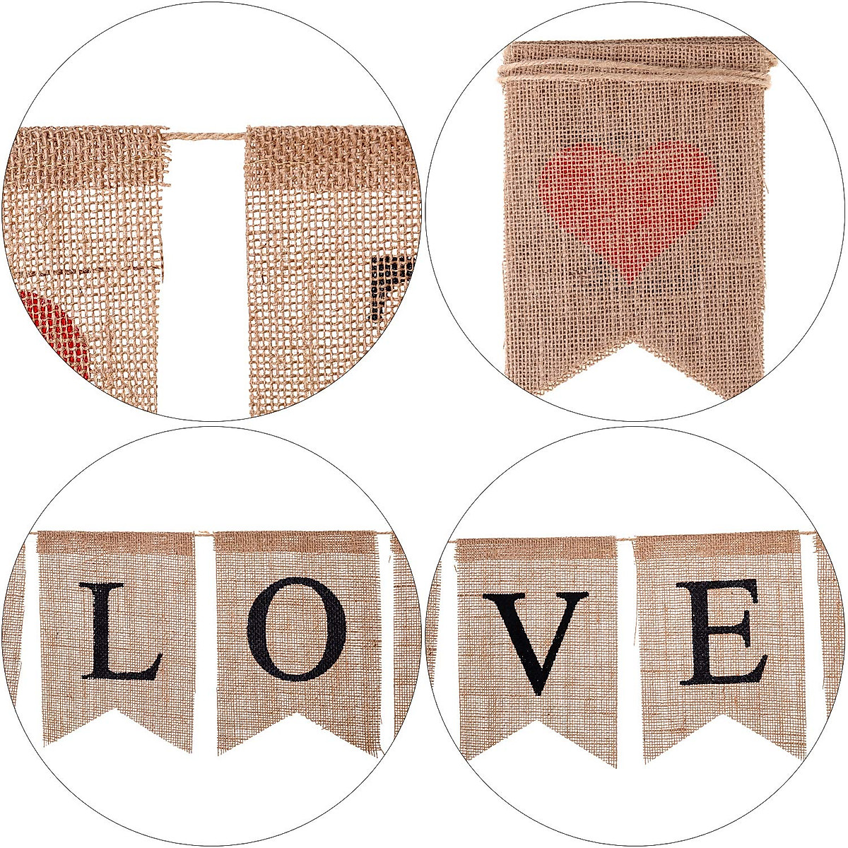 3 Pieces Valentines Day Banner Decoration Love Burlap Banner Felt Heart Garland Red Pink Heart Banner for Valentines Day Wedding Engagement Anniversary Party Supplies