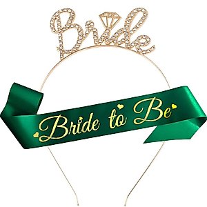 Bride To Be Sash Headband Kit Green Bridal Shower Decorations Glitter Bridal Party Wedding Shower Party Decorations Favors