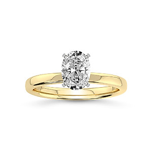 3 cttw | IGI Certified Oval Shape Lab Grown Diamond Engagement Ring | 14K Or 18K in White,Yellow,Rose Gold | Four-Prong Solitaire Diamond Engagement Ring | FG-VS1-VS2 Quality | Friendly Diamonds