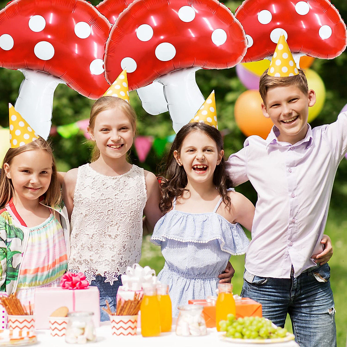 3Pack 31'' Mushroom Foil Balloon,Mushroom Birthday Party Supplier Fairy Princess Birthday Woodland Theme Balloon Baby Shower Supplies Fairy Garden Party Mushroom Decoration Enchanted Forest Decoration