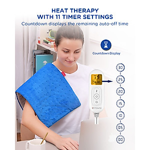 Comfytemp Heating Pad for Period Cramps, FSA HSA Eligible Electric Heating Pad for Back Pain Relief, 12"x24" XL Soft Heat Pad - Birthday Gifts for Women/Men/Mom/Wife, 9 Heat Levels, 11 Timers, Stay On