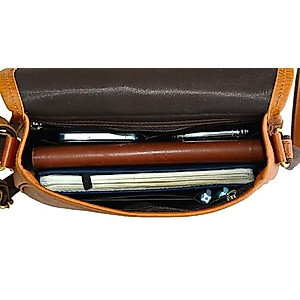 URBAN DEZIRE Genuine Buff Leather Women’s Small Cross-body Vintage Shoulder Handbag Purse (Small)