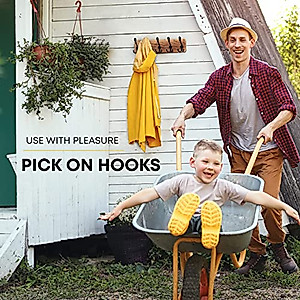 SAYONEYES Wood Coat Rack Wall Mount with 5 Tri Coat Hooks for Hanging – 17 Inch Heavy Duty Premium Solid Pine Wood – Wall Hooks Rack for Bathroom, Bedroom, Entryway (Brown)