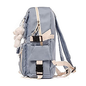 Kawaii Kids Backpacks for Girls with Cute Bear Accessories, Teen Laptop Backpack for Back to School Supplies Student Bookbag(Blue)