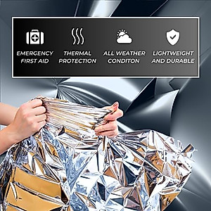 HealthyLine - Thermal Foil Sauna Blanket (Pack of 50 pcs) - for Detox & Weight Loss, Far Infrared Therapy, Survival and Preparedness - Retains up to 97% of Body Heat - 64in x 84in Mylar Sheets