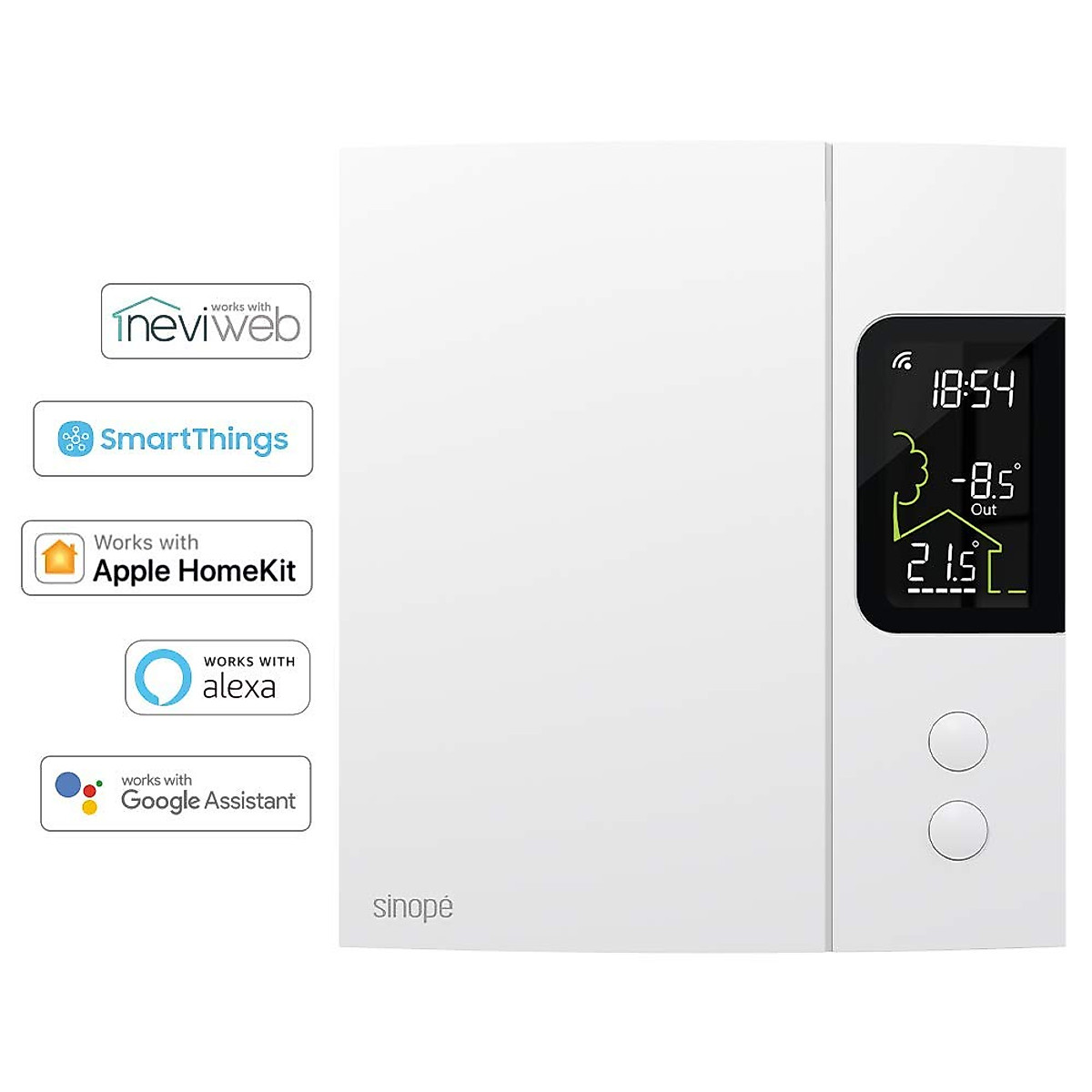 Sinopé Smart Wi-Fi Thermostat for Electric Baseboard Heating TH1124WF (Works with Amazon Alexa and Apple HomeKit) 4000 W / 240 V