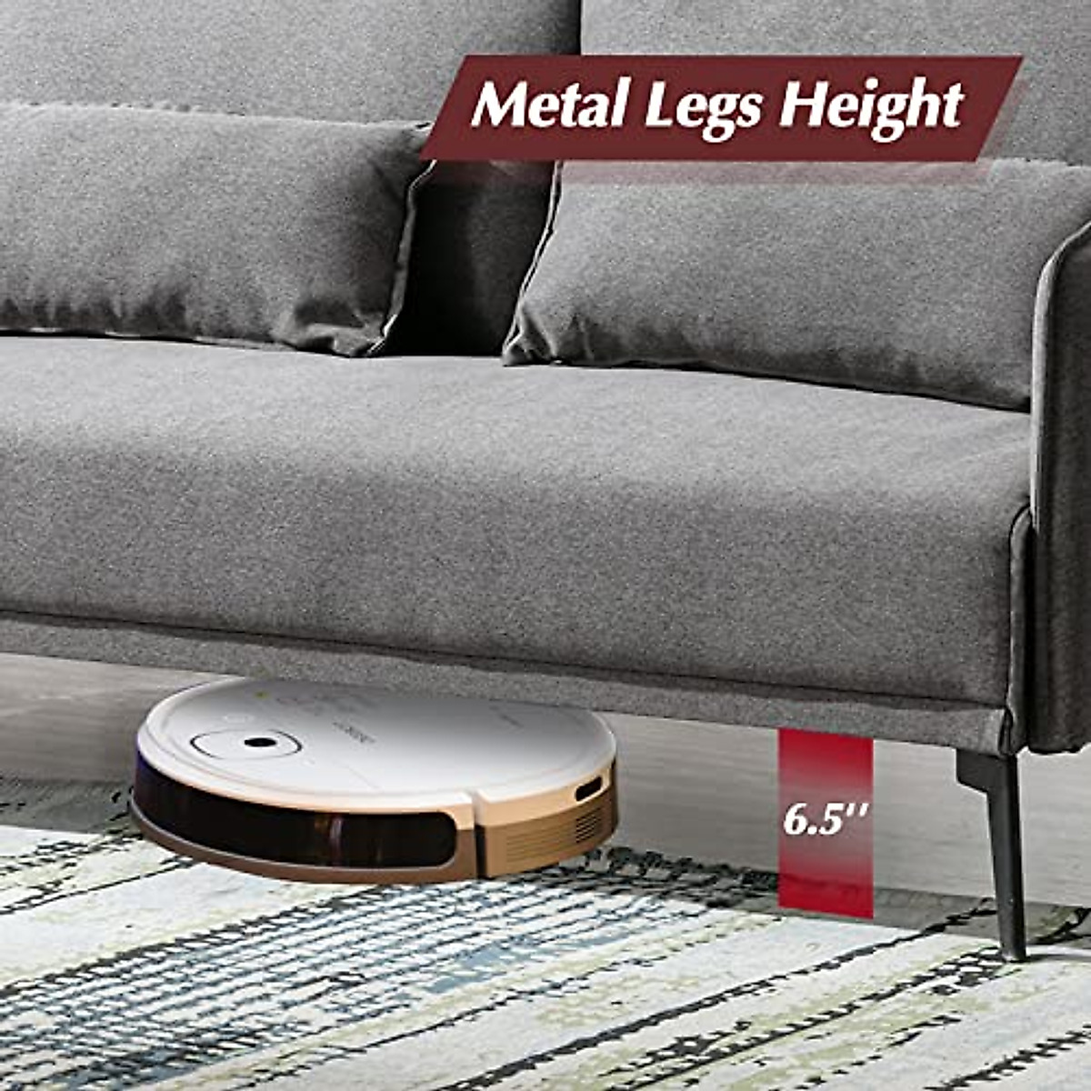 Upholstered Modern Loveseat Sofa Couch, Mini Couch with 2 Pillows and Metal Legs, 58" W Fabric Comfy Couches Furniture for Living Room, Bedroom, Compact Small Space, Apartment, Office (Grey)