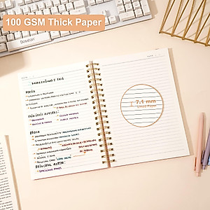 Yoment Spiral Notebook Journal 300 Pages Large Spiral Notebook B5 (7.3"x10") College Ruled Journals for Women Men Thick Spiral Bound Journal for Writing Work School, Pink