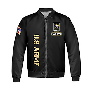 Godoprint Personalized U.S Army Soldier Veteran All Gave Some AOP Fleece Bomber Jacket, Military Army Gift for Men, Veteran's Day Memorial Day Shirt Black Color Full Zip