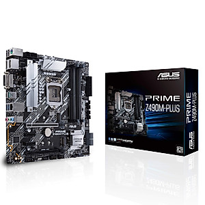 ASUS Prime Z490M-PLUS LGA 1200 (Intel® 10th Gen) Z490 Micro ATX Motherboard (Dual M.2, DDR4 4600, 1 Gb Ethernet, USB 3.2 Gen 2 USB Type-A®, Thunderbolt™ 3 Support, Aura Sync RGB)