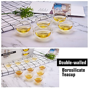ZHMTang Double-walled Borosilicate Glass Tiny Teacups Each Holds 2 Oz／60ml (10 PCS)