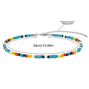 Beaded Necklace, Choker Necklace for Women, Bohemian Seed Bead Necklaces Handmade Flower Necklace Y2K Necklace Summer Beach Necklaces Boho Cute Necklaces for Teen Girls (Set#3-10Pcs)