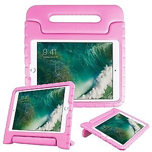Fintie Case for iPad 6th Generation 2018 / iPad 5th Generation 2017 / iPad Air 2 / iPad Air (9.7 Inch) - Kiddie Series Light Weight Shock Proof Convertible Handle Stand Cover Kids Friendly, Pink