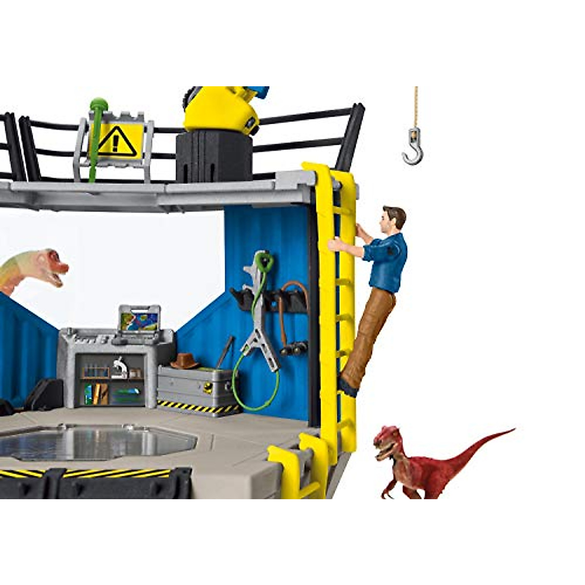 Schleich Dinosaur Toys Science Playset - 33-Piece Set Research Station with Brachiosaurus, Velociraptor, Men Scientist Action Figures, and Dart Cannon, Kids Figurines for Ages 4 and Above