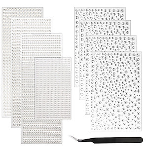 8 Sheets 4100 PCS White Pearl Rhinestone Stickers,3D Self Adhesive Face Gems Stick on Hair Eyes Face Body Makeup Flat Pearl Eyeshadow Sticker Tattoo Gem Women Nail Art Decoration DIY Craft Rhinestones