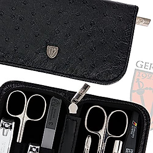 3 Swords Germany - brand quality 8 piece manicure pedicure grooming kit set for professional finger & toe nail care scissors clipper fashion leather case in gift box, Made in Solingen Germany (22009)