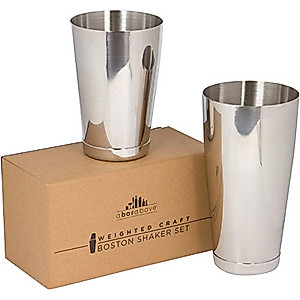 A Bar Above Boston Cocktail Shaker Set – 2-Piece Premium Weighted Boston Shaker Set – Stainless Steel Bartending Kit – 18 oz & 28 oz Martini Shaker Set – Bar Accessories for the Home Bar Set