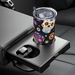 Tangopi Skull Head Floral 20 oz Tumbler with Lid and Straw Insulated Travel Coffee Mug Reusable Spill Proof Coffee Cups Stainless Steel Water Bottle for Hot and Cold Drinks