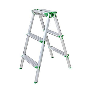 PENGJIE Folding Ladder Step Stool Ladder 3 Step Folding Aluminum Stool Heavy Duty Steel Portable Anti Slip Mat Tread Compact 120 Kg Capacity