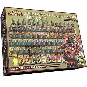 Army Painter Speed Paint Mega Set with 60 Acrylic Paints, Metallics, Brush for Warhammer 40k Miniatures