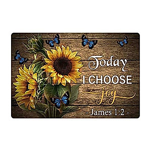 Retro Metal Sign Sunflower and Butterfly Tin Sign Today I Choose Joy Sign for Wall Decoration Plaque for Bar Cafe Club 8x12 Inch Metal Poster