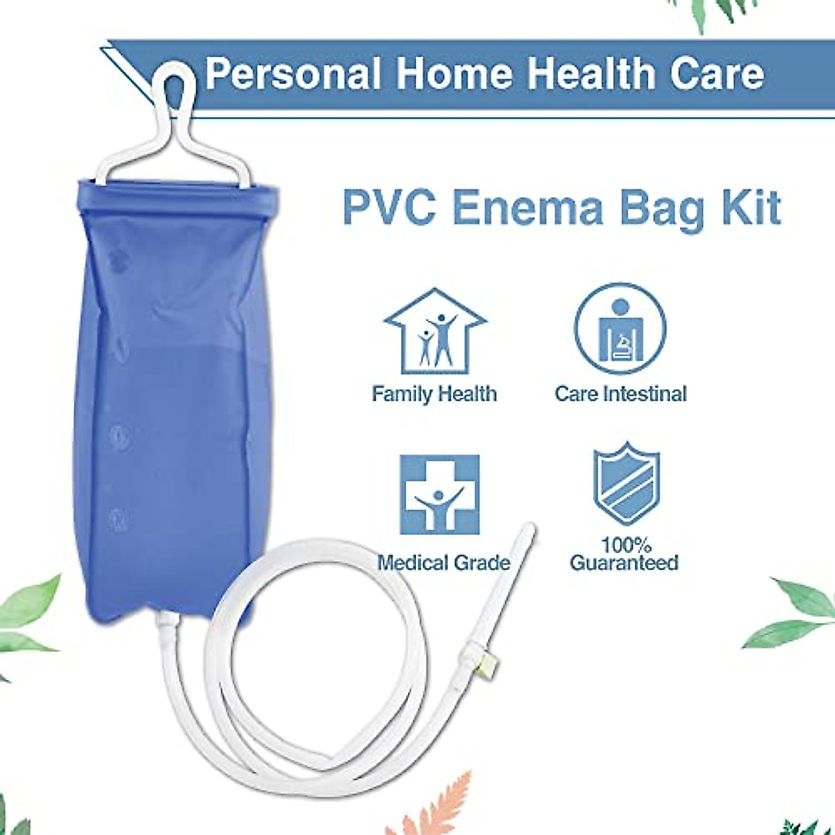 TopQuaFocus 1.8Quart Enema Bag Kit Home Coffee Enema Bag Kit for Colon Cleansing Portable Enema Bag for Colonic Cleanse 4.59 FT Hose