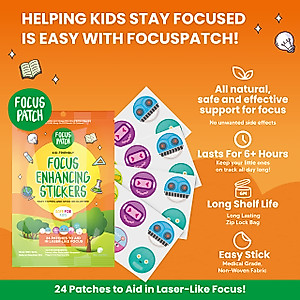 NATPAT FocusPatch (1 Pack) and ZenPatch (1 Pack) Bundle - 24 Focus Enhancing Stickers and 24 Calm Enhancing Stickers - Chemical Free, Natural Relief for Focus and Mood Support