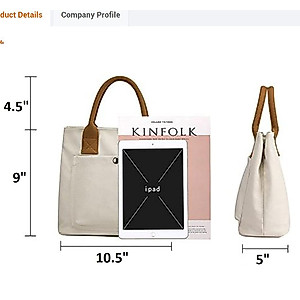 JeHouze Women canvas bags retro casual work handbags Tote lightweight top handle purses (Black)