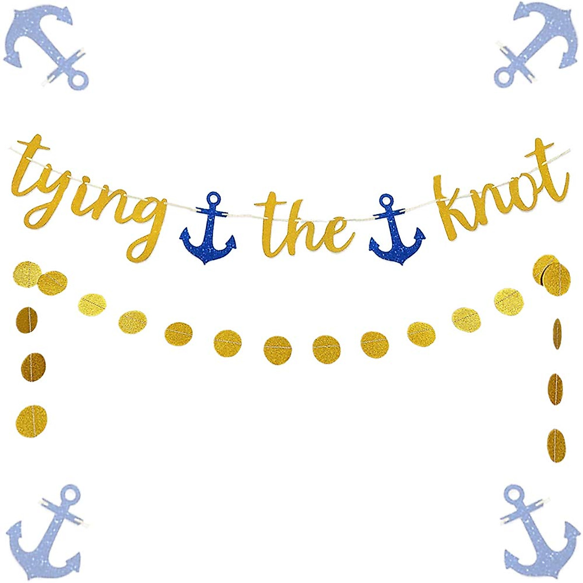 Laventy Set of 2 Tying the Knot Banner Nautical Bachelorette Banner Nautical Bachelorette Balloons Nautical Engagement Party Decor Nautical Bridal Banner