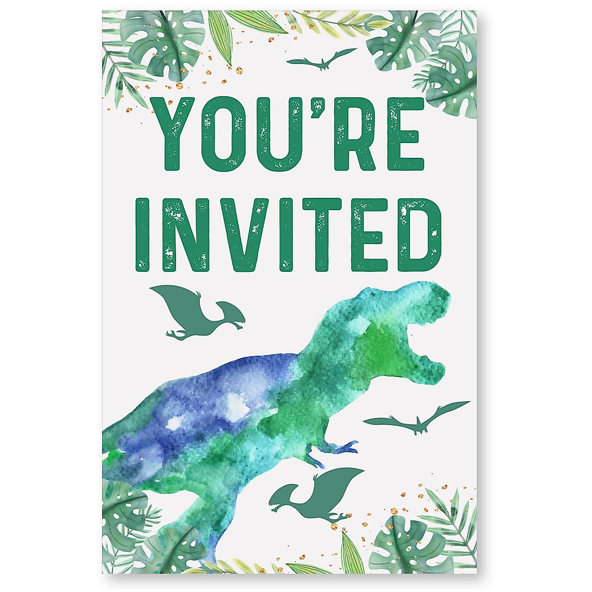 Soiceu Green Dinosaur 1st Birthday Party Invitations with Envelopes Set of 20 One-a-Saurus Dino Dinosaur First Birthday Invites Fill in Blank