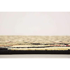 Unique Loom Wildlife Collection Animal Inspired with Cheetah Bordered Design Area Rug, 5 ft x 8 ft, Ivory/Black