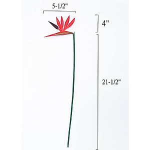 8 Pack 21-1/2 Inch Artificial Flowers Bird of Paradise,Green Plant for Home Garden Decoration Office Verandah Wedding Decorations (Red)