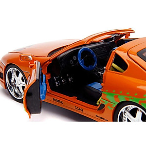 Fast & Furious 1:18 Toyota Supra Die-cast Car & 3" Brian Figure, Toys for Kids and Adults,Orange