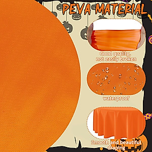 YEXEXINM 12 PCS Halloween Plastic Tablecloth for Round Tables, 84 Inch Halloween Disposable Round Tablecloths, Halloween Waterproof Table Covers for Halloween Indoor Outdoor Parties
