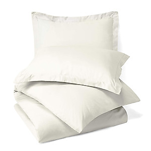 400 Thread Count Off White Super Queen Size Duvet Cover Set, 3 Piece Double Brushed Cotton Duvet Cover with Button Closure, 1 Super Queen Duvet Cover (90 x 98) inches and 2 Pillow Shams