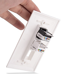 iGreely RJ45 Keystone Jack - 10Pack RJ45 CAT6/CAT5e Tool-Less No Punch Down Tool Required Gold Plated 10 GB Ethernet Cable Patch Panel Wall Plate (White)