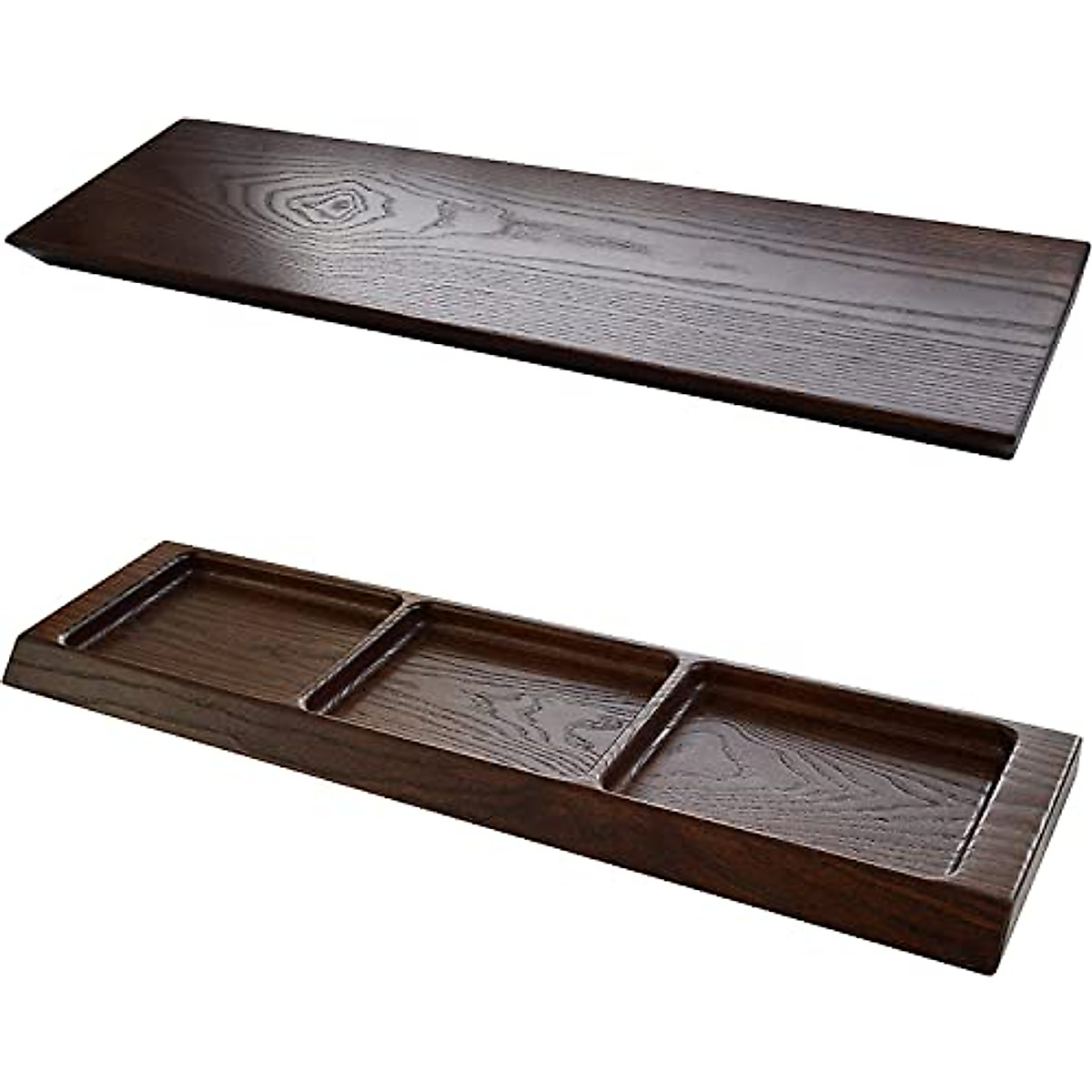 Wood Floating Shelves Set of 2 Rustic Shelf 24 inch Wide Wooden Wall Shelves for Living Room Bedroom Kitchen Bathroom Brown 24"x6.5" Live Edge deep