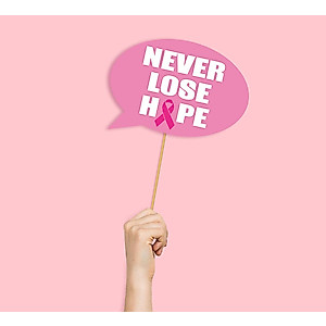 45PCS Breast Cancer Awareness Props - Pink Ribbon Photo Booth Fundraiser Charity Event Party Supplies Decorations