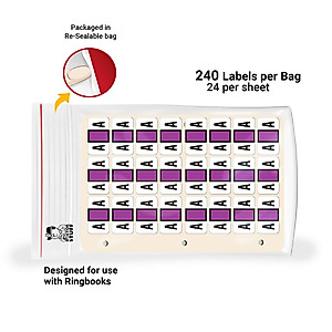 Doctor Stuff - File Folder Labels, Ringbook Sheets, Alphabet Letter A, POS 2000 - PP3R Match Compatible Alpha Stickers, Purple, 15/16" x 1-5/8", 240 Labels per Pack